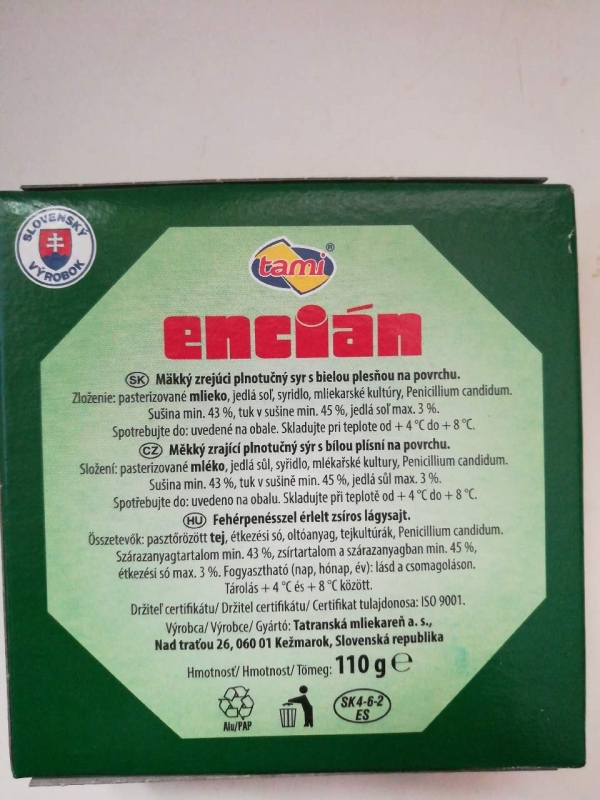 Podrobné informace o potravině Encián