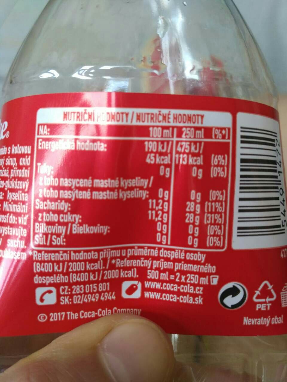 Podrobné informace o potravině Coca Cola